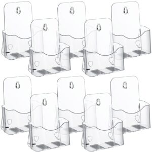 chinco 10 pieces acrylic brochure holder bulk 6 x 8 inches, clear literature holder plastic flyer display stand for pamphlet vendors magazine document booklet menu trifold wedding party