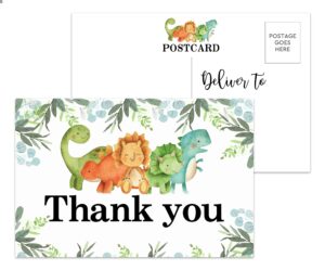 yuansail baby shower thank you postcards, dinosaur theme appreciation post cards, 25 cards – (bb016-ganxie)