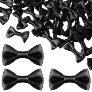 dingion 100 pieces mini satin ribbon black bow tie wedding flower bows soft vintage bows bowknot for treat gift wrapping crafts sewing scrapbook baby shower wedding christmas party dress hair