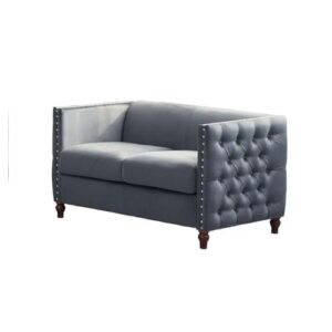 kingway furniture avin velvet nail head livingroom loveseat in gray