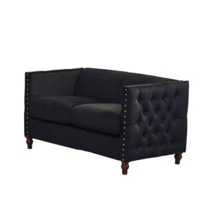 kingway furniture avin velvet nail head livingroom loveseat in black