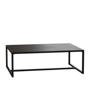 flash furniture brock commercial grade steel modern patio coffee table, rectangular outdoor coffee table with textured top and square leg frame, black