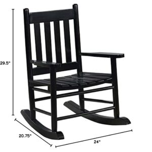 Pemberly Row Transitional Wood Slat Back Youth Rocking Chair in Black