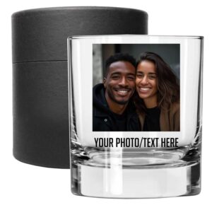 personalized printed photo 11oz whiskey glass - custom father's day gifts, bourbon gifts for men, customized gifts for dad picture gifts, gifts for him, boyfriend, husband, birthday, groomsmen gifts