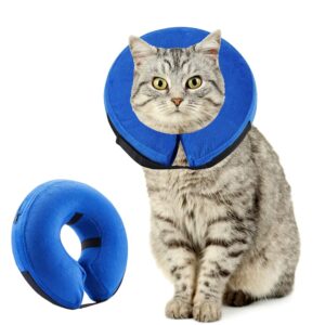 qiyadin soft dog recovery collar, protective inflatable pet cone for dogs and cats after surgery, prevent pets from biting & scratching (small)