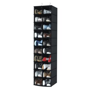 libeder hanging shoe organizer for closet, hanging closet organizers 20 section shoe shelves, space saving shoe holder & storage, black, 12''w×12''dx 50''h