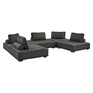 modway saunter, 5-piece sectional sofa, gray