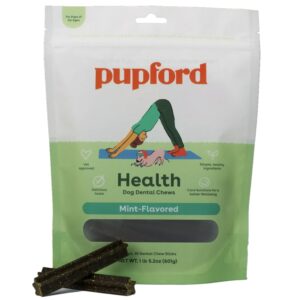 pupford dental chews for dogs | freshens breath, scrapes plaque, safe for gut | healthy, limited ingredient, all natural |yummy & made in usa | free training resources | 30 count