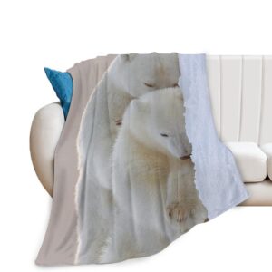 cute polar bear throw blanket super soft warm fluffy fleece flannel lovely wild animal blanket cozy fuzzy plush bedding ​blanket gift kids boys girls teens adults couch sofa 40''x50''