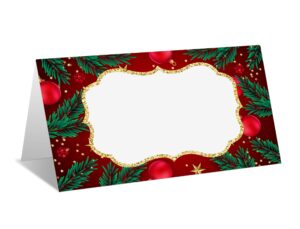 place cards for christmas party, editable name place cards, seating place cards for tables, tent style cards for wedding, dinner party or any occasion, easy folding, pack of 25 escort cards(a15)