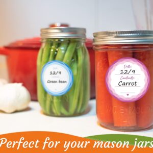 Removable Mason Jar Lid Labels, Canning Labels, Waterproof Write-On Pantry Sticker for Food Container, Glass Bottle, Canned Jam, Preserve, Home & Kitchen Organization, Set of 90 (Garden Flowers)