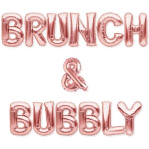 partyforever rose gold brunch & bubbly balloon banner bridal brunch shower bachelorette party decorations for champagne bubbly bar