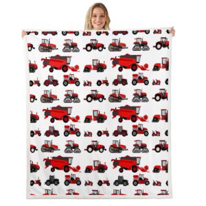 erosebridal red tractor flannel blanket heavy equipment truck sherpa blanket kids boys girls teens harvester tractor throw blanket construction excavator farm equipment plush blanket baby 30"x40"