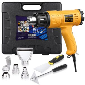 seekone heat gun 1800w heavy duty hot air gun kit with carry case variable temperature control 122℉~1112℉（50℃- 600℃） overload protection with 4 nozzles for crafts, shrinking pvc, stripping paint