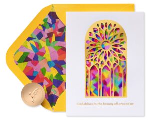 papyrus religious birthday card - illustrated by sandra k pena (god shines in you, stained glass)