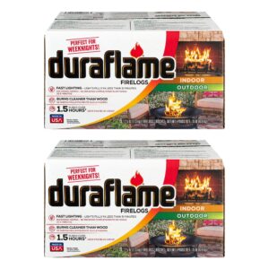 duraflame 2.5 pound 3 hour long burn time indoor and outdoor quick light fire log for camping, firepits, bonfires, and fireplaces (12 pack)