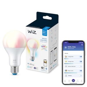 wiz connected 100w a21 led smart light bulbs - connects to your wi-fi - e26 smart bulb - control with voice or app + activate with motion - matter compatible - 1 pack