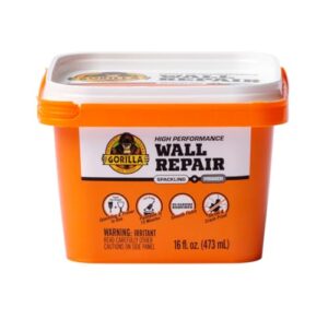 gorilla heavy duty wall repair spackling + primer, 16 ounce tub,white