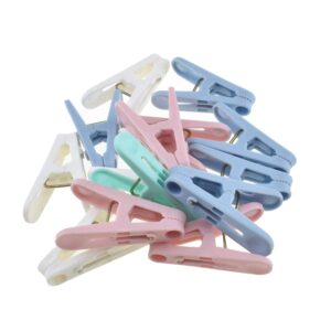 hahiyo plastic clothespins sock clip laundry 2inch length with spring strong grip windproof easy pinch hang save space not damage leave pinch mark for clothesline towel assorted 18pcs