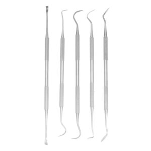 yutoner professional dental tools, dog dental tooth scaler and scraper stainless steel tartar remover- 3, 4, 5, 6 pack stainless steel teeth cleaning tools for dogs, cats (5 pack)