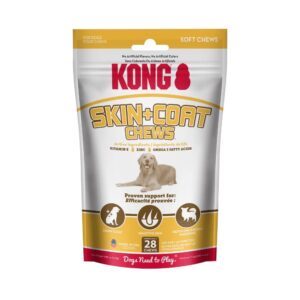 kong - dog soft chew for skin and coat - with omega-3 fatty acids, vitamin e and zinc - 28 count