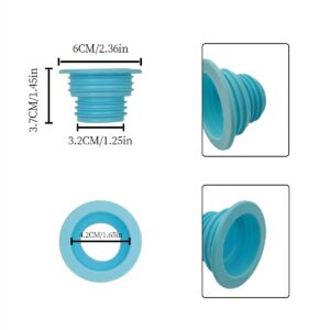 4 Pcs Drain Pipe Hose Seal Deodorant Silicone Plug, Washing Machine Drain Hose Seal Plug, for Bathroom Kitchen Laundry Pipe Sewer Seal(Blue)