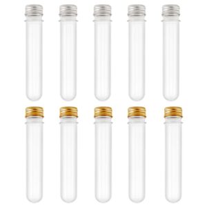 10 pcs 45ml plastic test tubes, 25 x 140mm clear plastic test tubes, with screw caps, for scientific experiments, bath salts, candy storage, party favors.