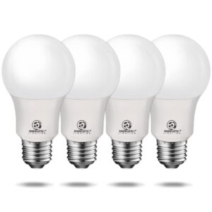 energetic 4-pack light bulbs 60 watt equivalent, a19 daylight led light bulbs, 15000 hrs, e26 base, ul listed, non-dimmable, 9w 5000k daylight light bulbs