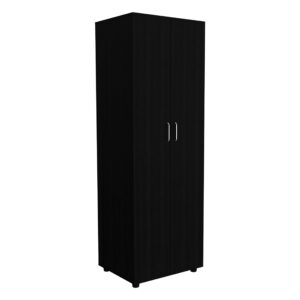 tuhome aurora armoire, two interior shelves, rod, double door -black