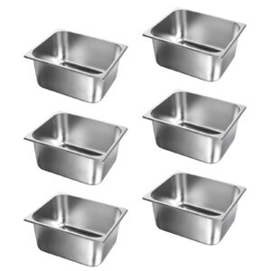 wantjoin 1/2 half size steam table pans,6-pack 4 inch deep restaurant steam table pans commercial food warmers, hotel pan made of stainless steel