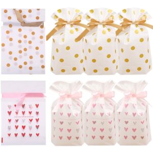 enjonar 24pcs treat bags party favor bags plastic drawstring gift bags candy goodies bags food storage bags gift wrapping package for birthday party wedding baby shower bridal shower holiday party