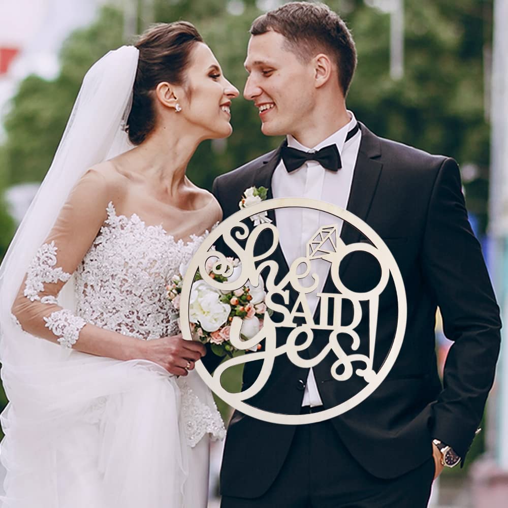 Engagement Party Decorations, She Said Yes Wooden Sign Bridal Shower Engagement Photo Booth Props for Wedding Party Decorations