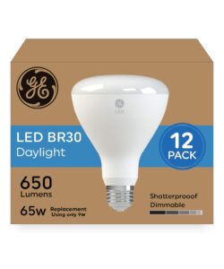 ge led light bulbs, 65 watt, daylight, br30 indoor floodlights (12 pack)