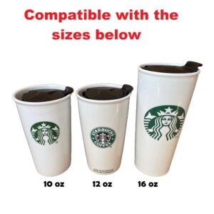 MIE Replacement Lid for Coffee Mug & Tea Cup - Competible With Starbucks Ceramic Travel Mug 10oz / 12oz / 16oz, Slide Lid,Tumbler Lid, Mug Lid, Cup Lid