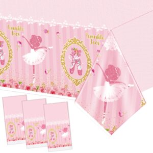 ballerina tablecloths tutu girl birthday party supplies ballerina plastic tablecover for rectangle table romantic elegant ballet pink girl for birthday baby shower wedding party decor (3 pieces)