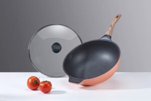 concord 13" inoble nonstick wok stir fry pan cookware. premium japan inoble coating (blush)