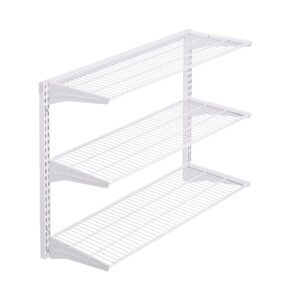 triton products storability wall mount organizational unit with 3 shelves, 1 top rack, 2 side rails - 33 inch l x 31 1/2 inch h, wired steel