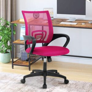 pink office chair ergonomic desk chair mesh computer chair with lumbar support& armrest, adjustable mid back executive task chairs, rolling swivel chair kids desk chair for women