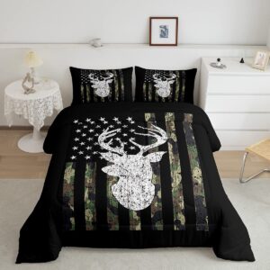 deer camo comforter set queen antlers hunting camo bedding sets for teen boys men camouflage american flag bed comforter set ,western farmhouse wild animal bedding quilt black white home decor 3 pcs