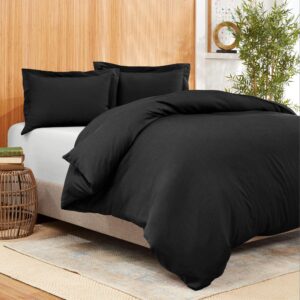 amay 800 tc 3pc duvet cover set giza egyptian long staple giza cotton solid color soft and breathable with zipper closure - queen black solid