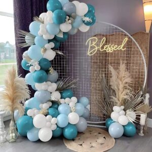 holtour bright turquoise blue balloon garland arch kit 138pcs balloons for wedding, birthday party, backdrop decorations, bridal shower