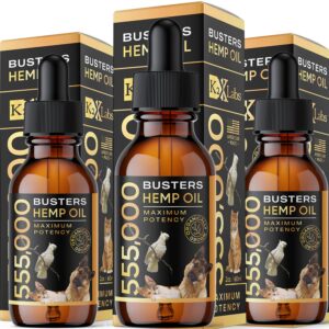 k2xlabs 3pack-6month supply, buster's organic hemp oil for dogs and pets, 555,000 max potency, large 60ml bottle - miracle formula, perfectly balanced omegas 3, 6, 9 - joint support, calming