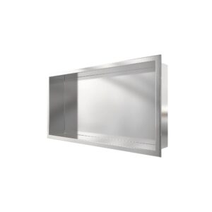 odass | shower niche | 24" x 12" | no tile needed ­| rectangular stainless steel #304 niche | brush recessed single shelf organizer | bathroom storage for shampoo bottle |