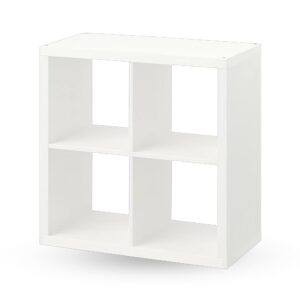 mac kallax shelving unit, 4 cube storage unit, 4 square shelving unit large storage solution perfect for basket or boxes, for home, office furniture, living room, 4 shelves, 77x77 cm (white)