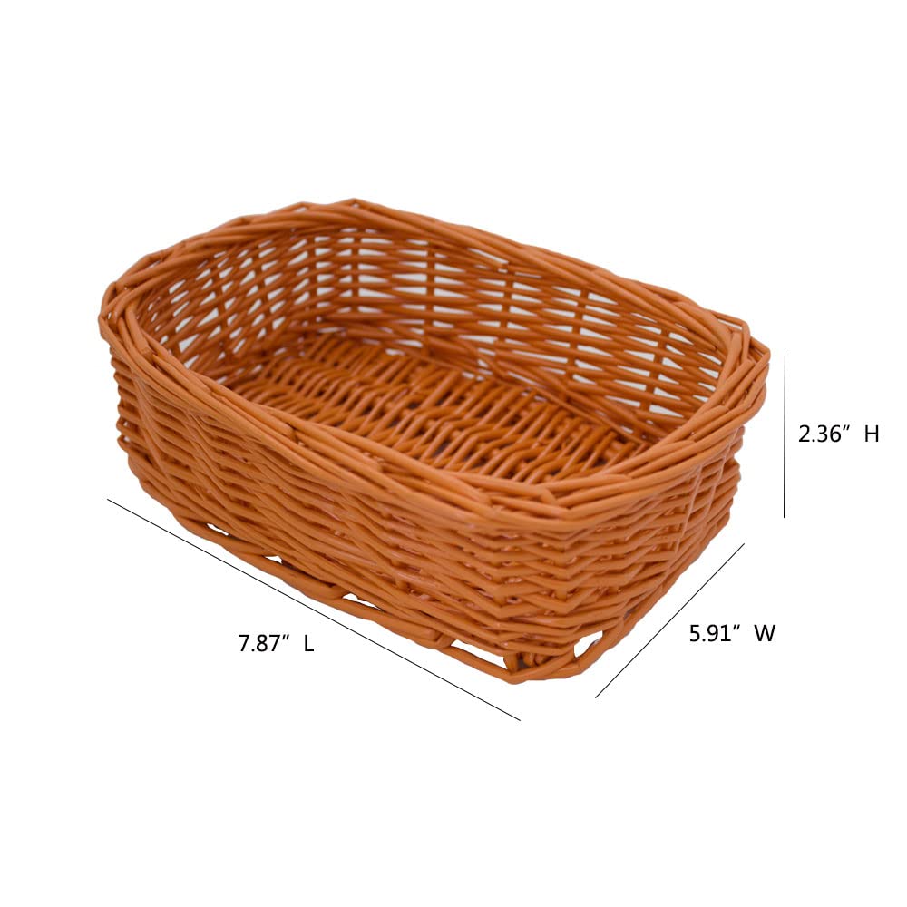 Rectangle Small Wicker Baskets for Sundries 3pcs Storage Bins (Colorful)