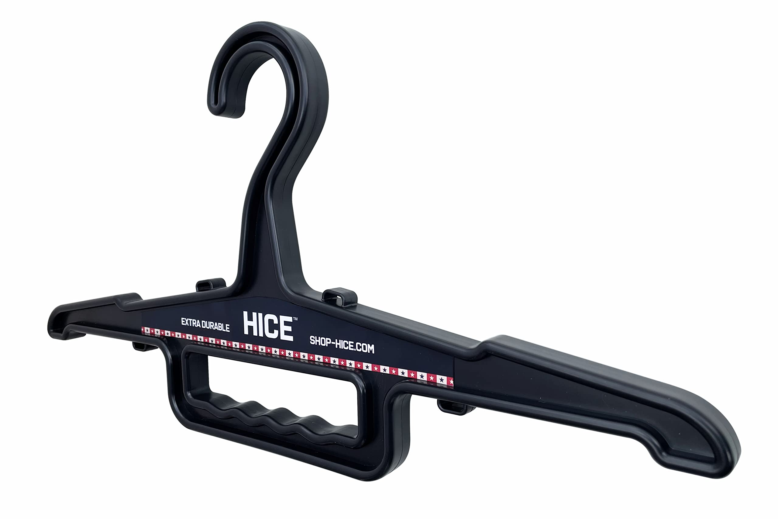 HICE Heavy Duty Clothes Hanger | 150 lb Weight Capacity | High-Impact Resin for Tactical Gear, Plate Carriers, Bulletproof Vests, Scuba BCDs, Coats, Uniforms, Heavy Clothing | Durable Design (Black)