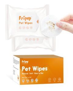 fripup dog eye wipes, travel size pet wash pads for ear face wrinkle cleaning, gentle tear stain & eye discharge remover for cats kitten puppy, essential small dog items, soft 100 count (pack of 2)