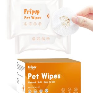 FriPuP Dog Eye Wipes, Travel Size Pet Wash Pads for Ear Face Wrinkle Cleaning, Gentle Tear Stain & Eye Discharge Remover for Cats Kitten Puppy, Essential Small Dog Items, Soft 100 Count (Pack of 2)