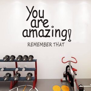 wall stickers for kids, motivational wall decals, (easy to apply), vinyl wall decor art quotes inspirational boys girls teen men women, bedroom gym office home words signs, you are amazing 18"x15"