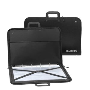 liquidraw a3 art portfolio case with 10 sleeves shoulder strap ring binder water resistant portfolio bag